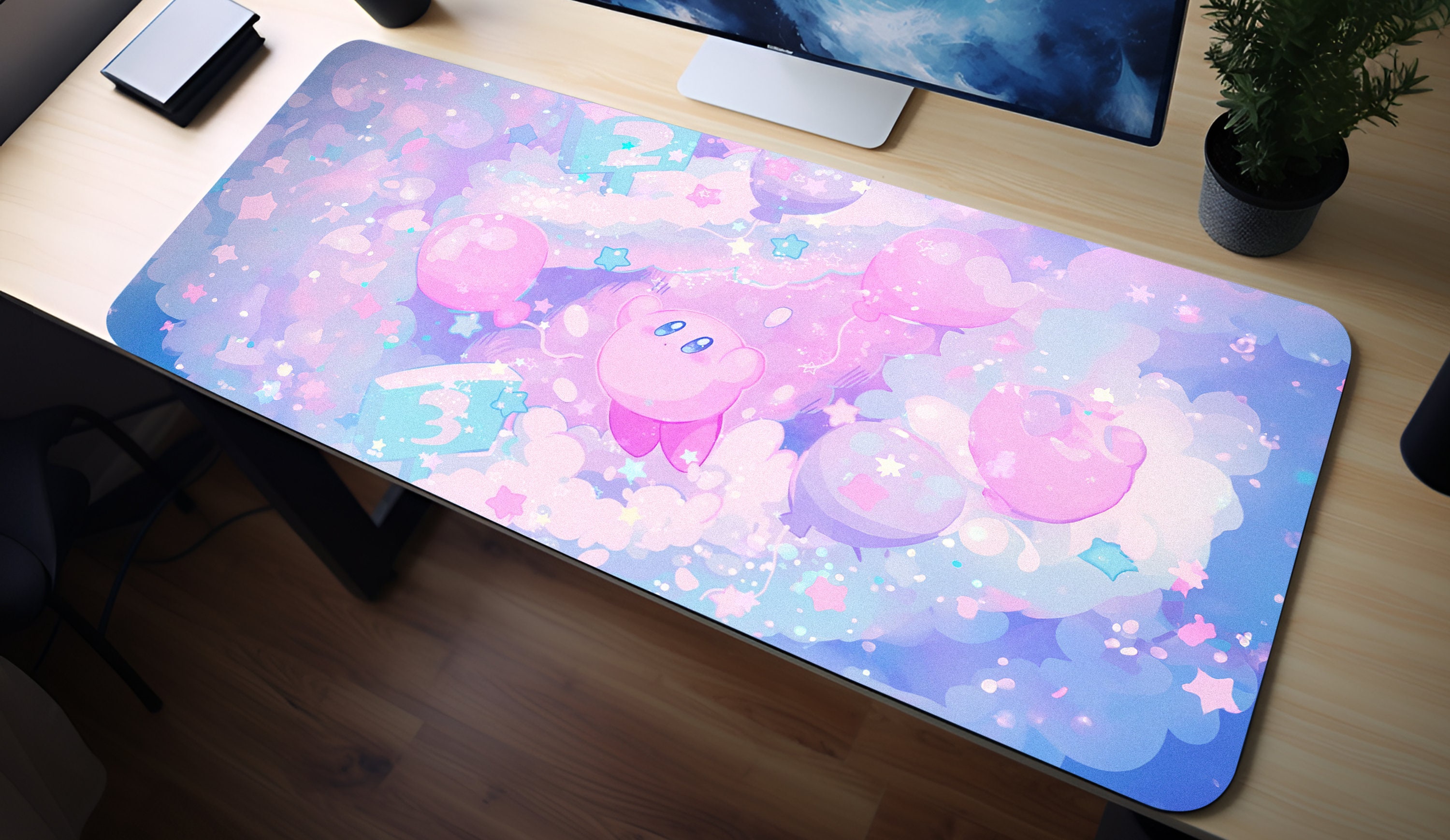 Party Kirby, Kawaii Kirby Mouse Pad, Cute Kirby, Custom Mousepad ...