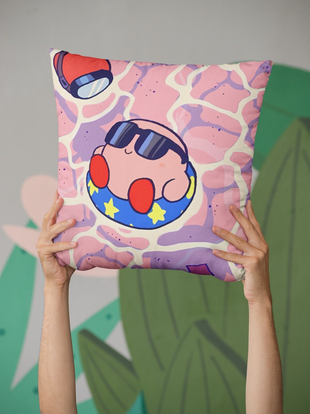Puffball Paradise Kirby Square Pillow, Goodies Designs Shop, 4 Sizes ...