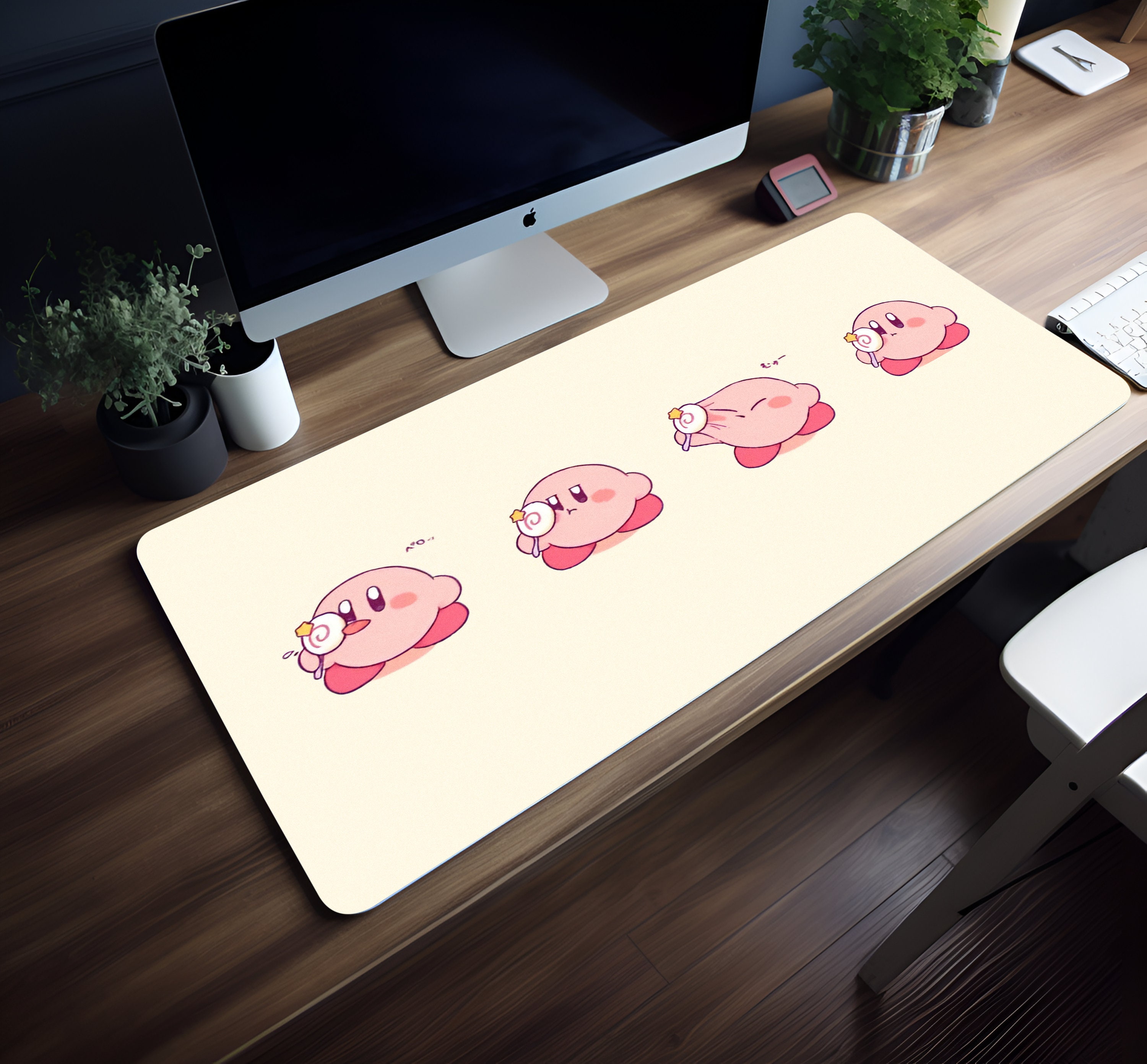 Kawaii Kirby Mouse Pad, Cute Kirby, Custom Mousepad, Esthetic Desk Mat ...
