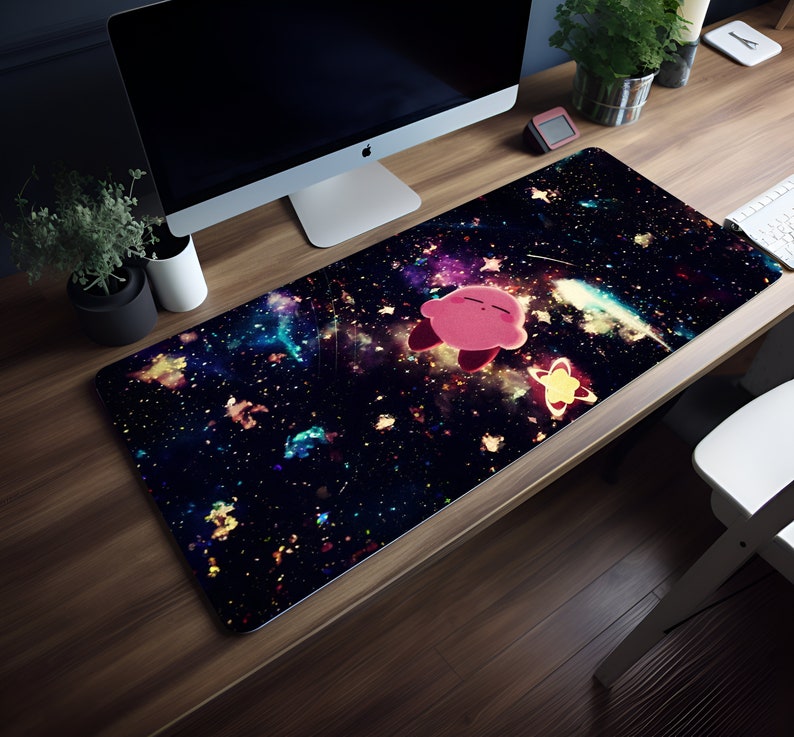 Kirby in Space, Kawaii Kirby Mouse Pad, Cute Kirby, Custom Mousepad ...