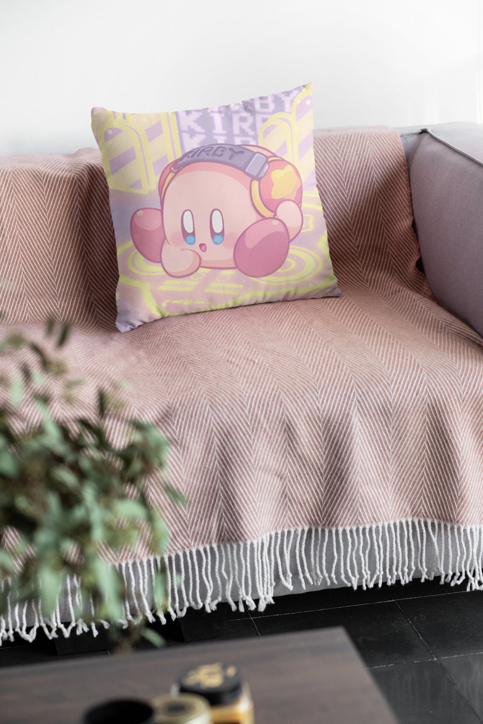 Cute Music Kirby Square Pillow, 4 Sizes, Cute Kirby Square Pillow: Soft ...