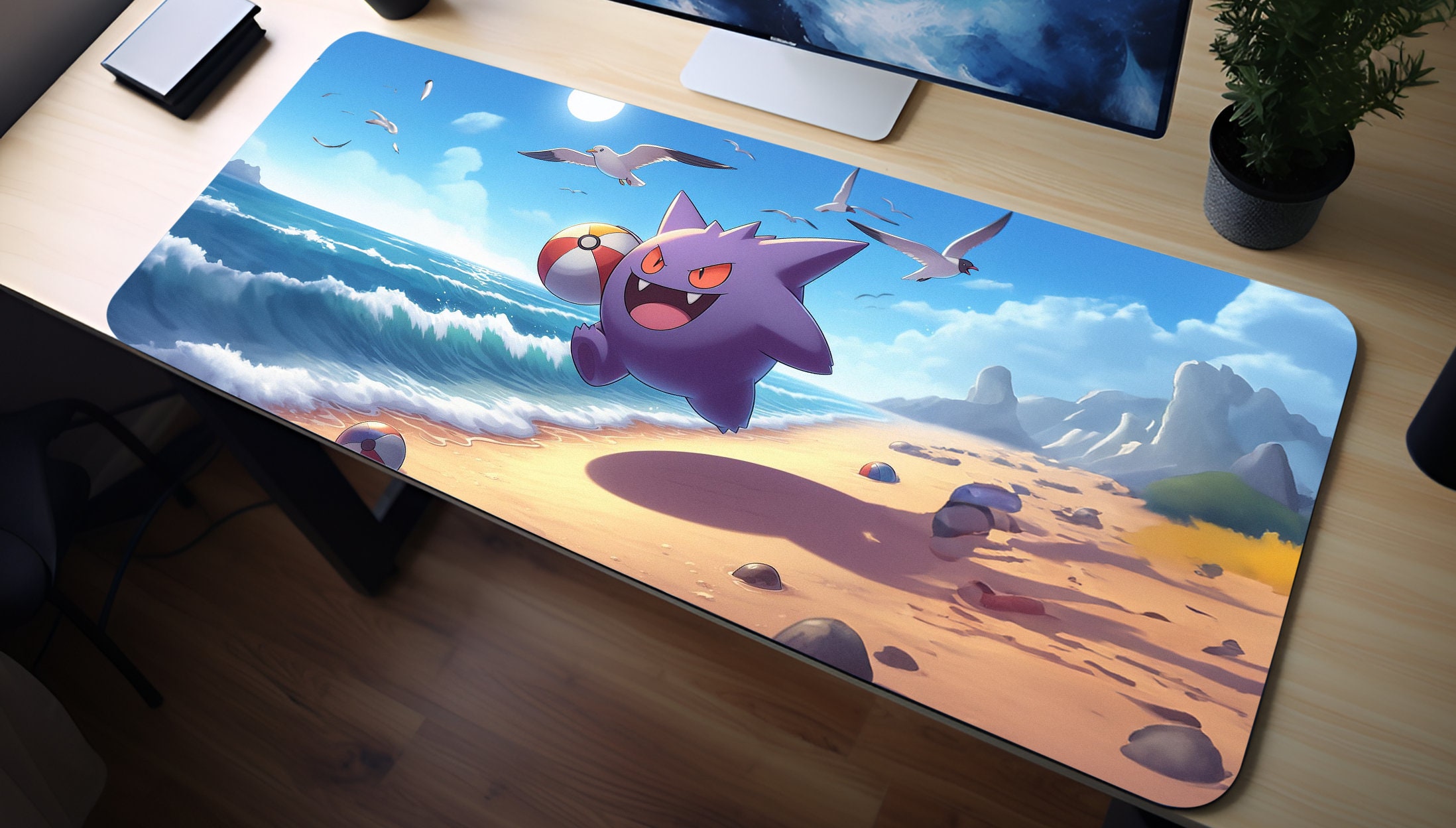 Beach Fun With Gengar: Pokemon Mouse Pad, Goodies Designs, XL Mouse Pad ...