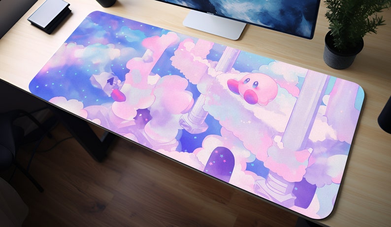 Kirby in the Clouds, Kawaii Kirby Mouse Pad, Cute Kirby, Custom ...