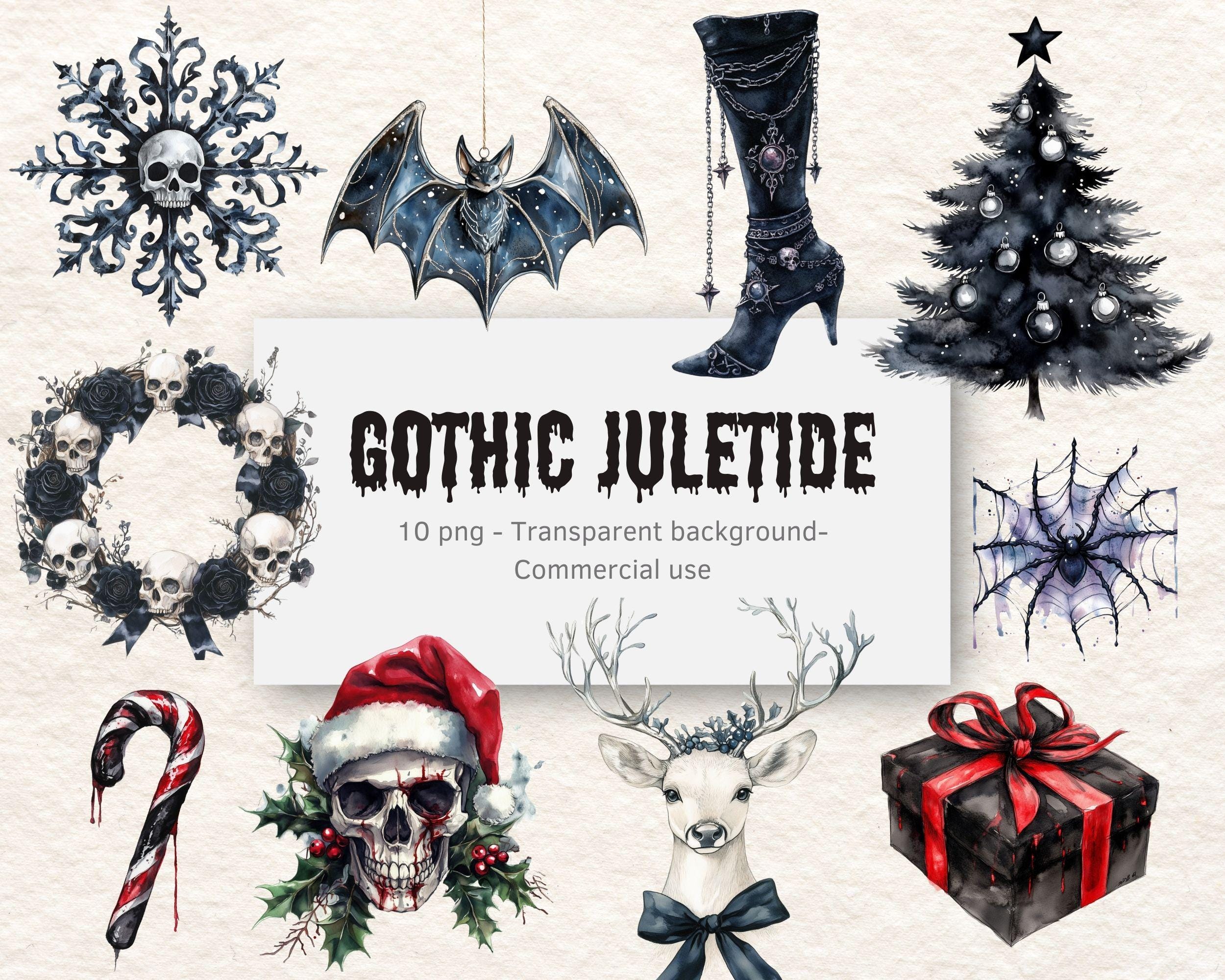 Goth Christmas PNG Clipart Bundle | Dark Holiday Graphics | Gothic ...