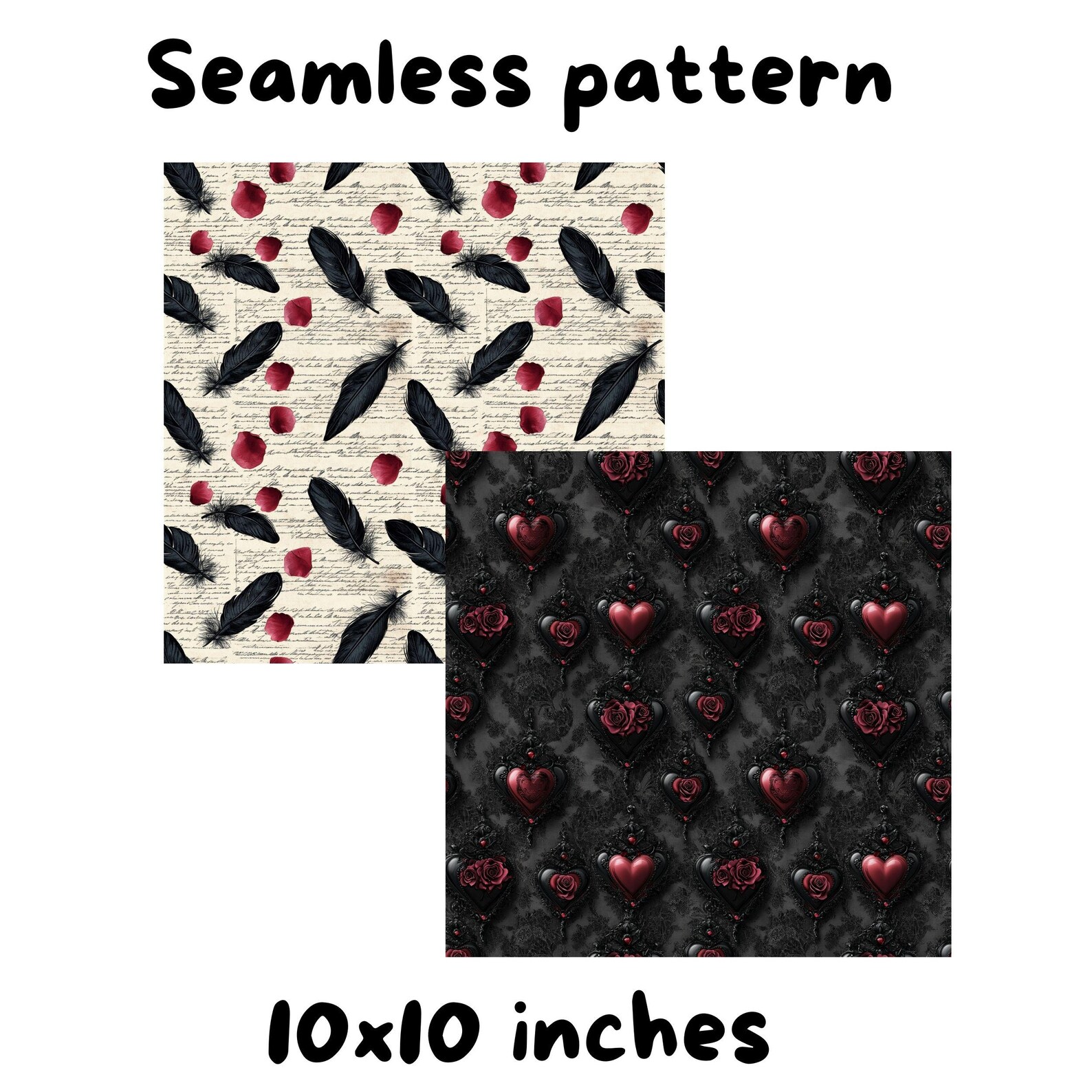 12 Gothic Romance Seamless Pattern Bundle | Dark Roses, Lace, Vintage ...