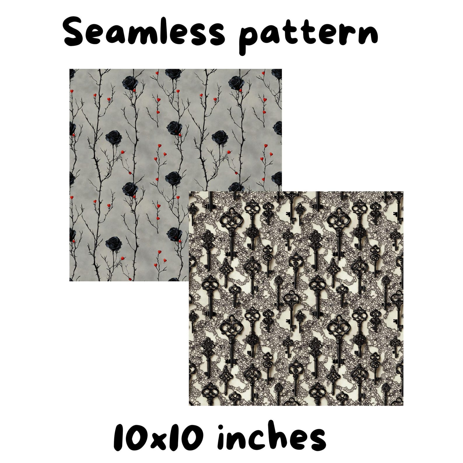 12 Gothic Romance Seamless Pattern Bundle | Dark Roses, Lace, Vintage ...