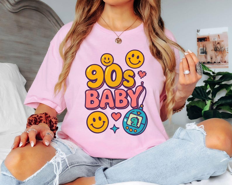 90s Baby PNG Retro T-shirt Design, Tamagotchi and Smileys Digital File ...