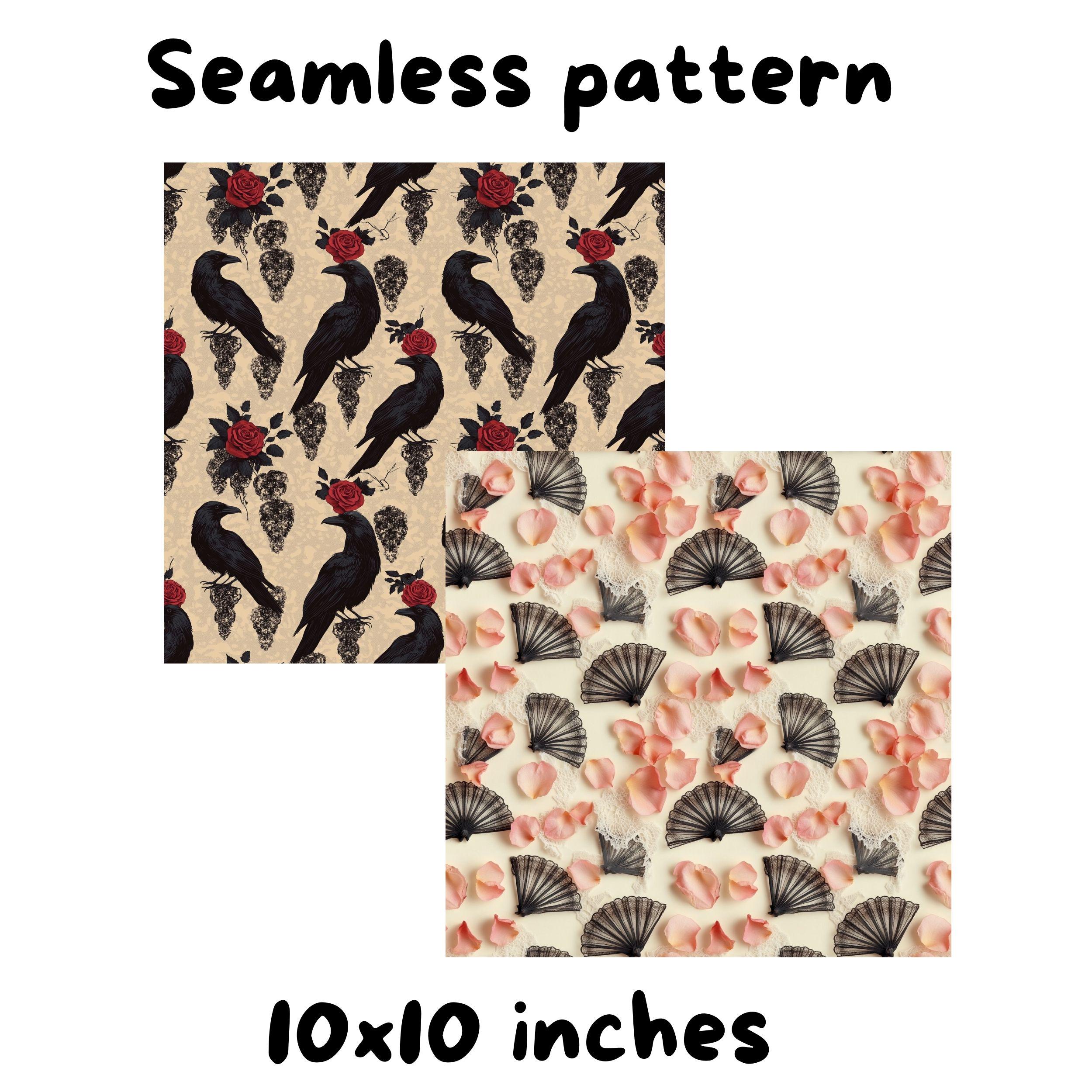 12 Gothic Romance Seamless Pattern Bundle | Dark Roses, Lace, Vintage ...