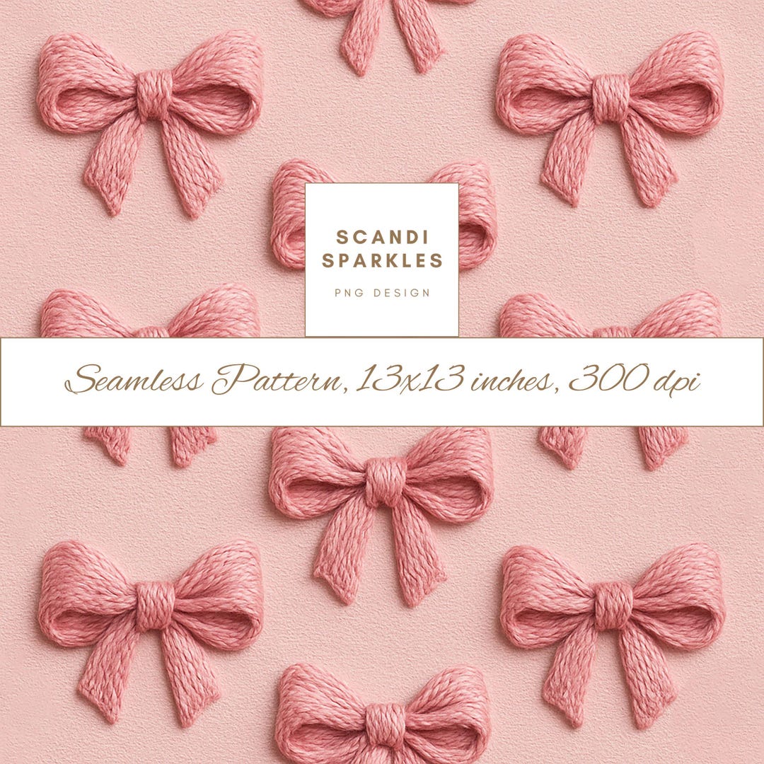 Seamless 3D Pink Bow Pattern, Soft Yarn Ribbon Design on Pastel ...