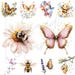 Butterflies and Bees Watercolor Clipart Bundle | Floral Garden ...