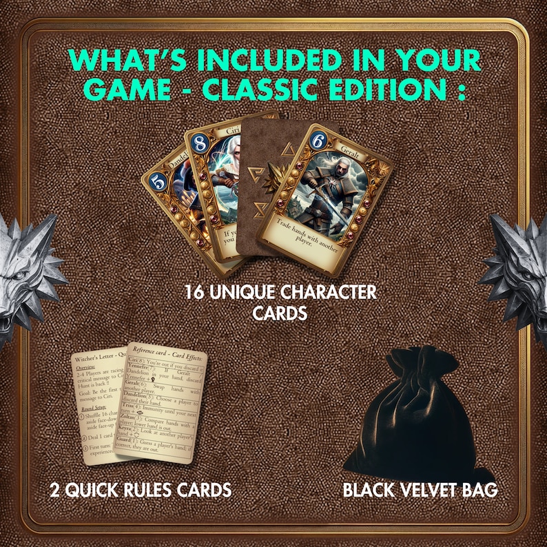 Witcher-themed Love Letter Card Game Classic Edition, 16 Character ...