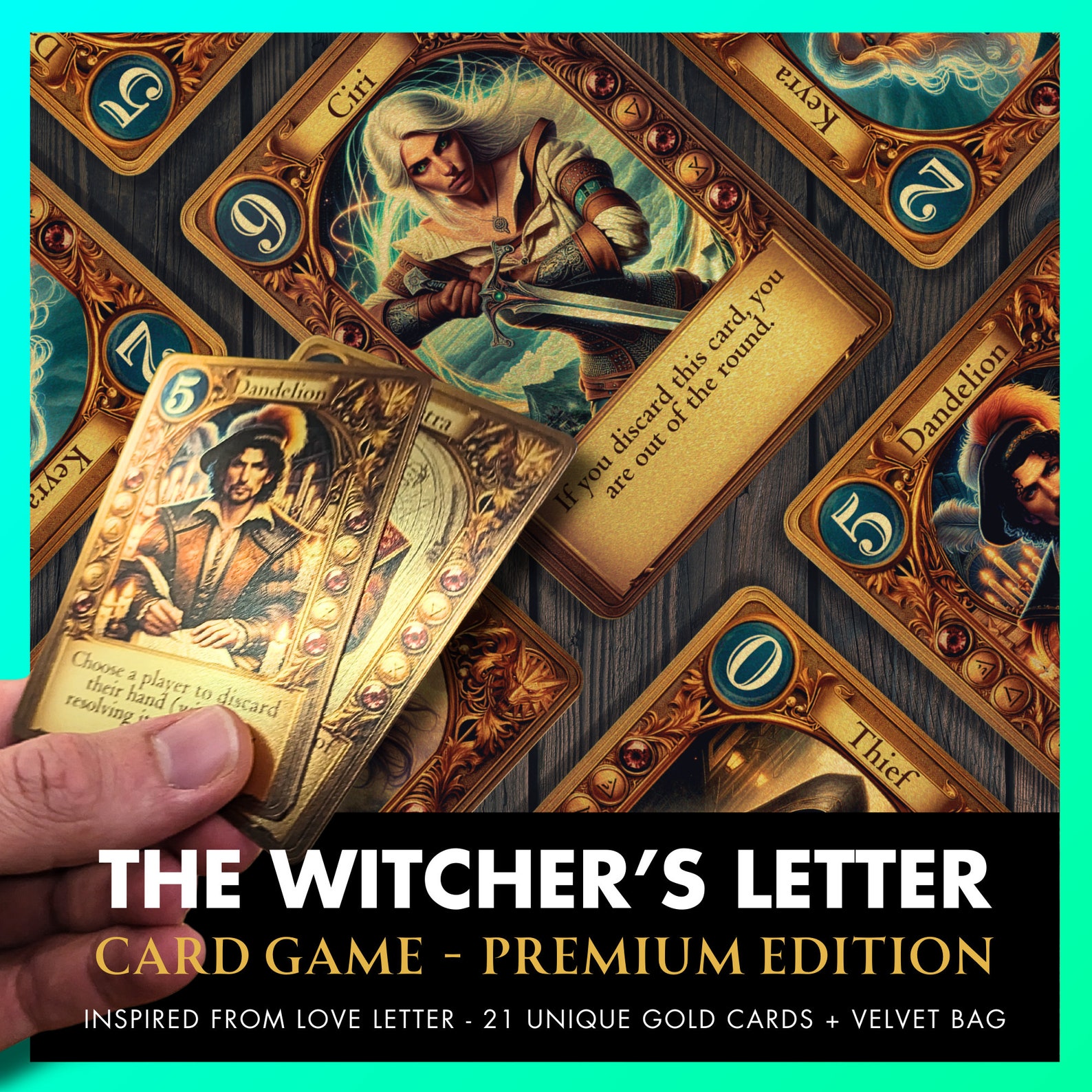 Witcher's Letter: Premium Love Letter Card Game 21 Gold Foil Cards ...