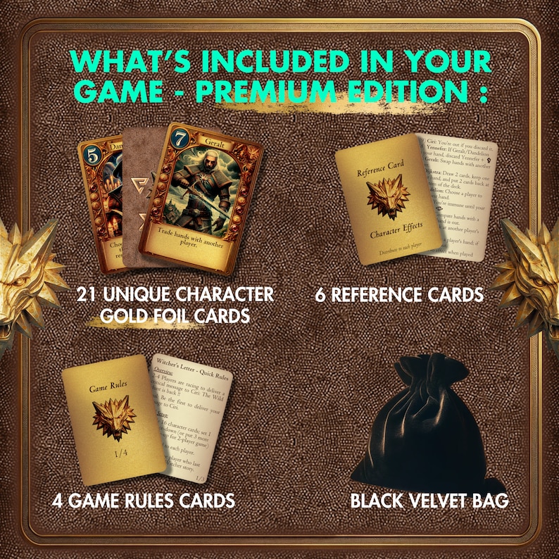 Witcher's Letter: Premium Love Letter Card Game 21 Gold Foil Cards ...