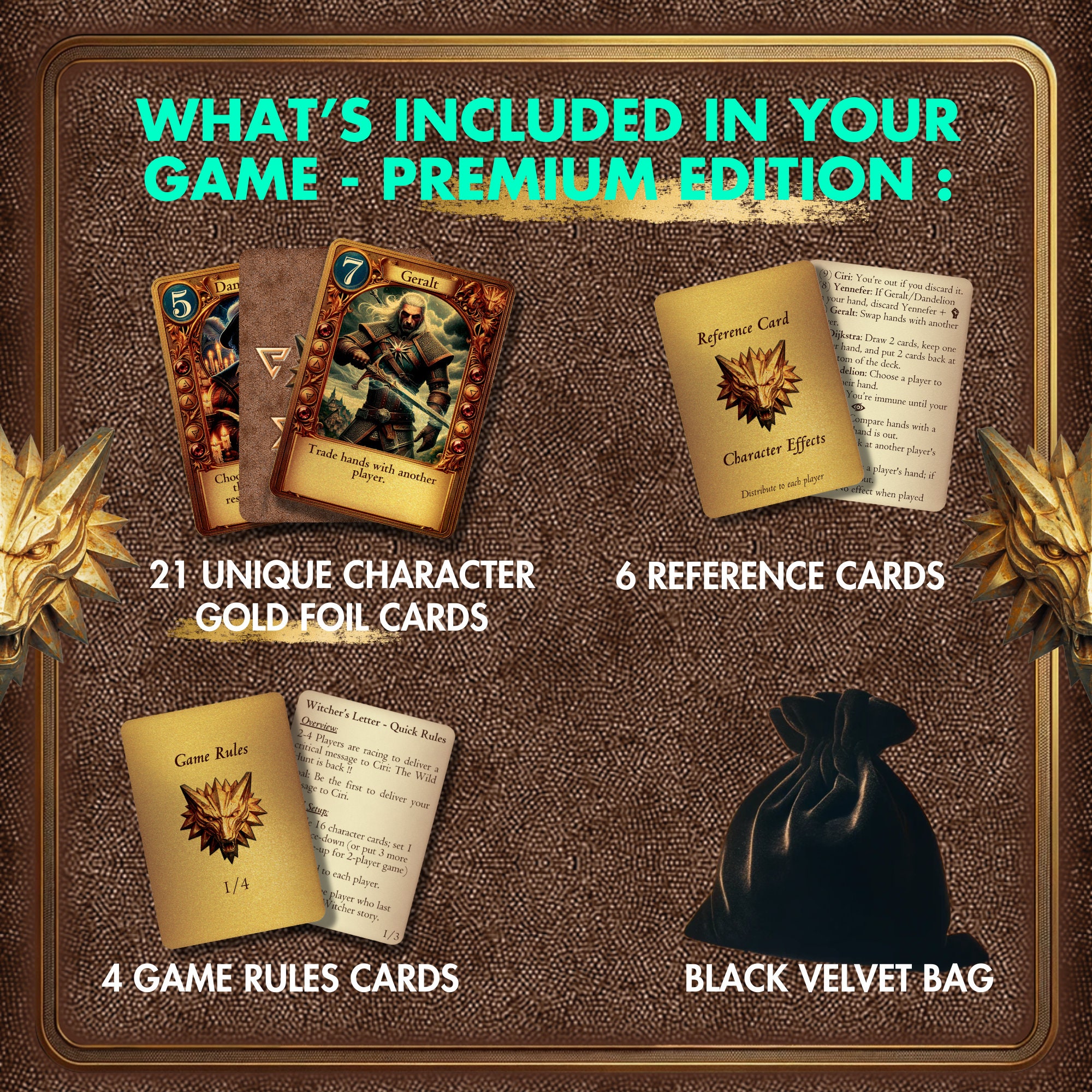 Witcher's Letter: Premium Love Letter Card Game 21 Gold Foil Cards ...
