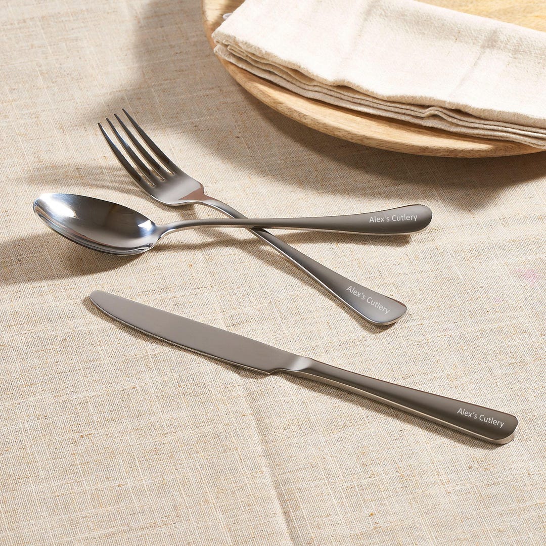 Personalised Silver Cutlery Set - Engraved 3-piece Flatware Gift ...