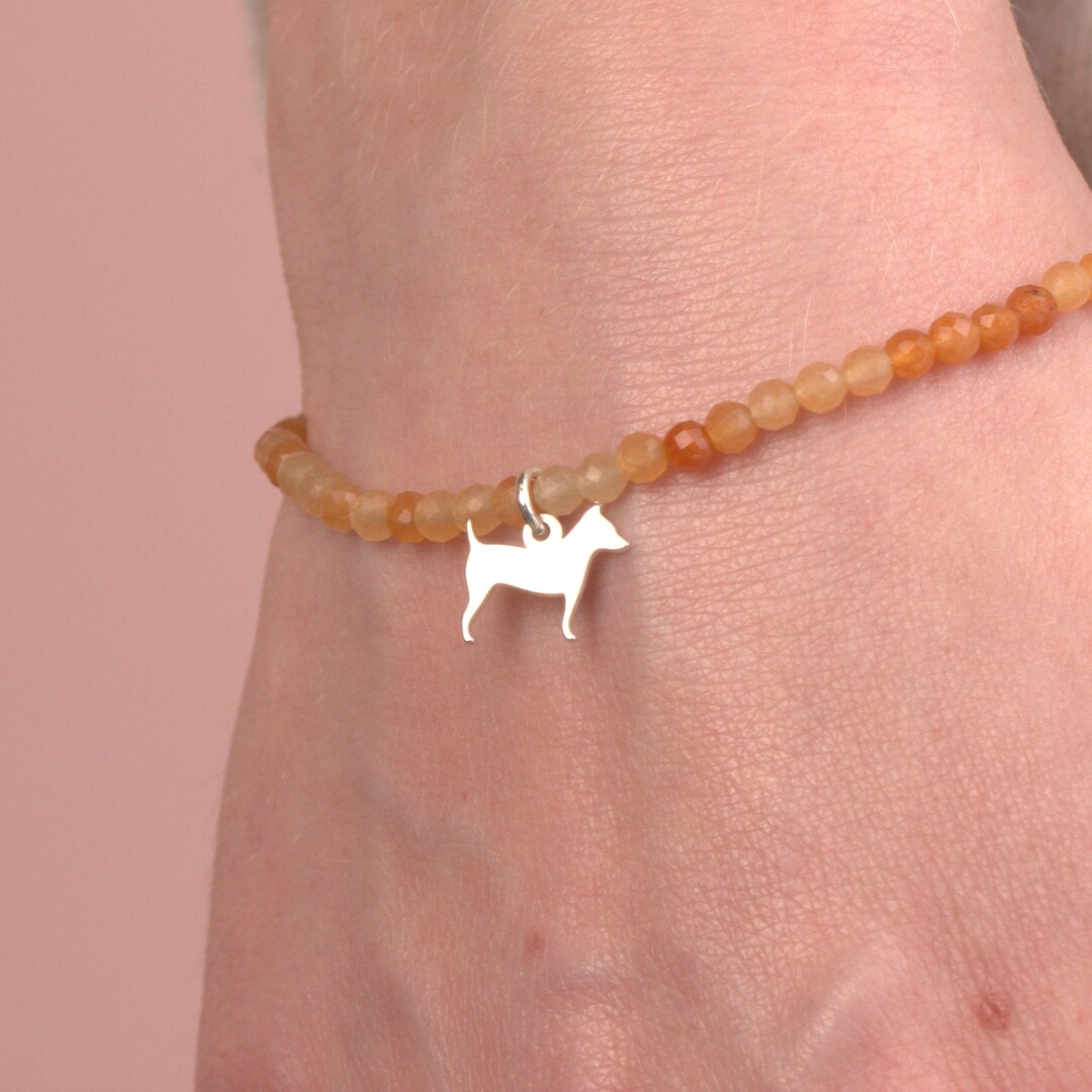 Jack Russell Silhouette Crystal Bracelet - Semi-precious Stones ...
