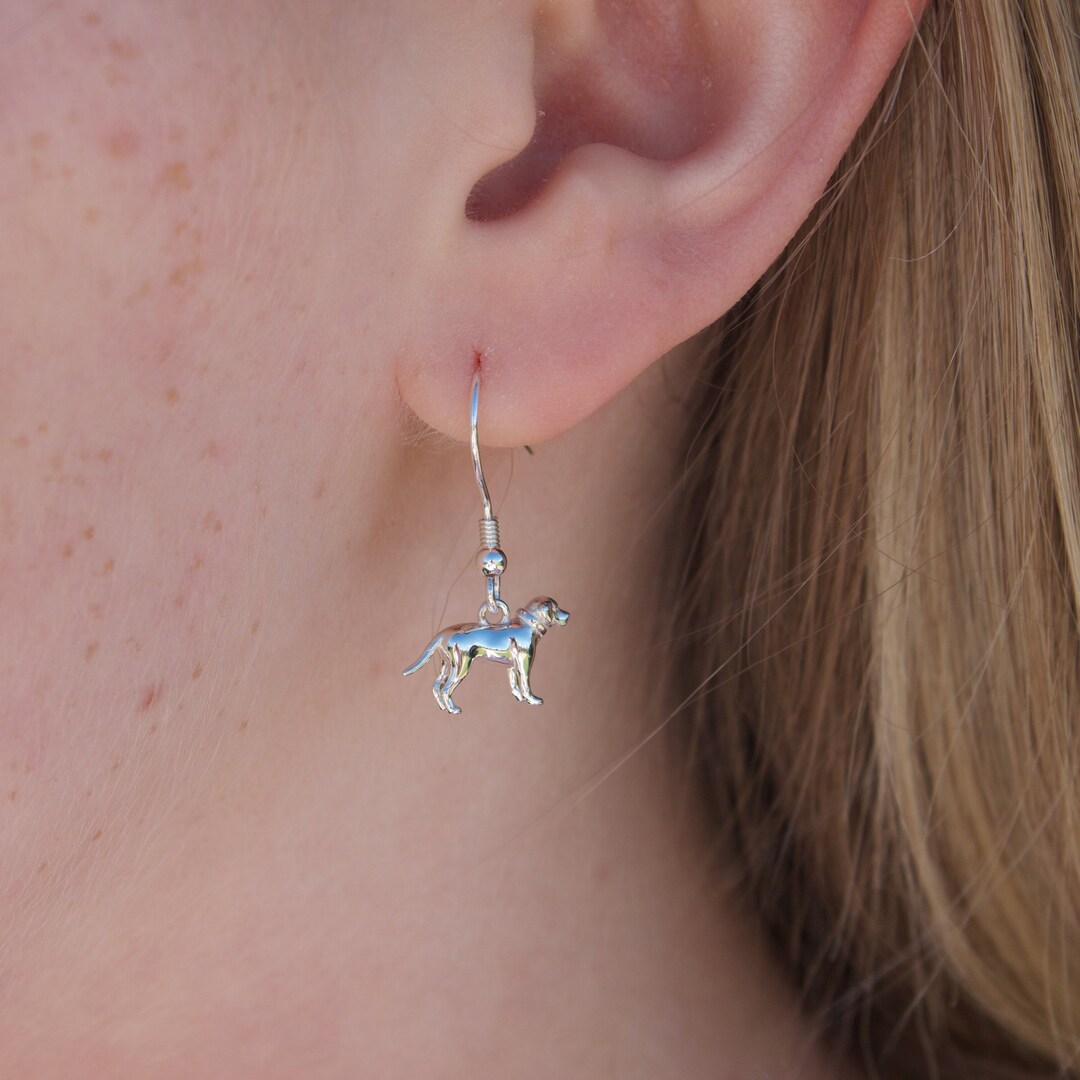 Labrador Earrings - Huggie Hoop or Hook Earrings - Sterling Silver ...