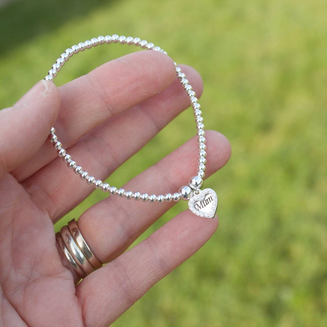 Personalised Crystal Double Heart Bracelet - Sterling Silver ...