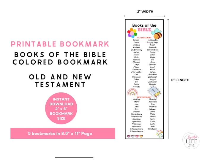 Books of the Bible Printable Bookmarks, Unique Bookmarks, Bible ...