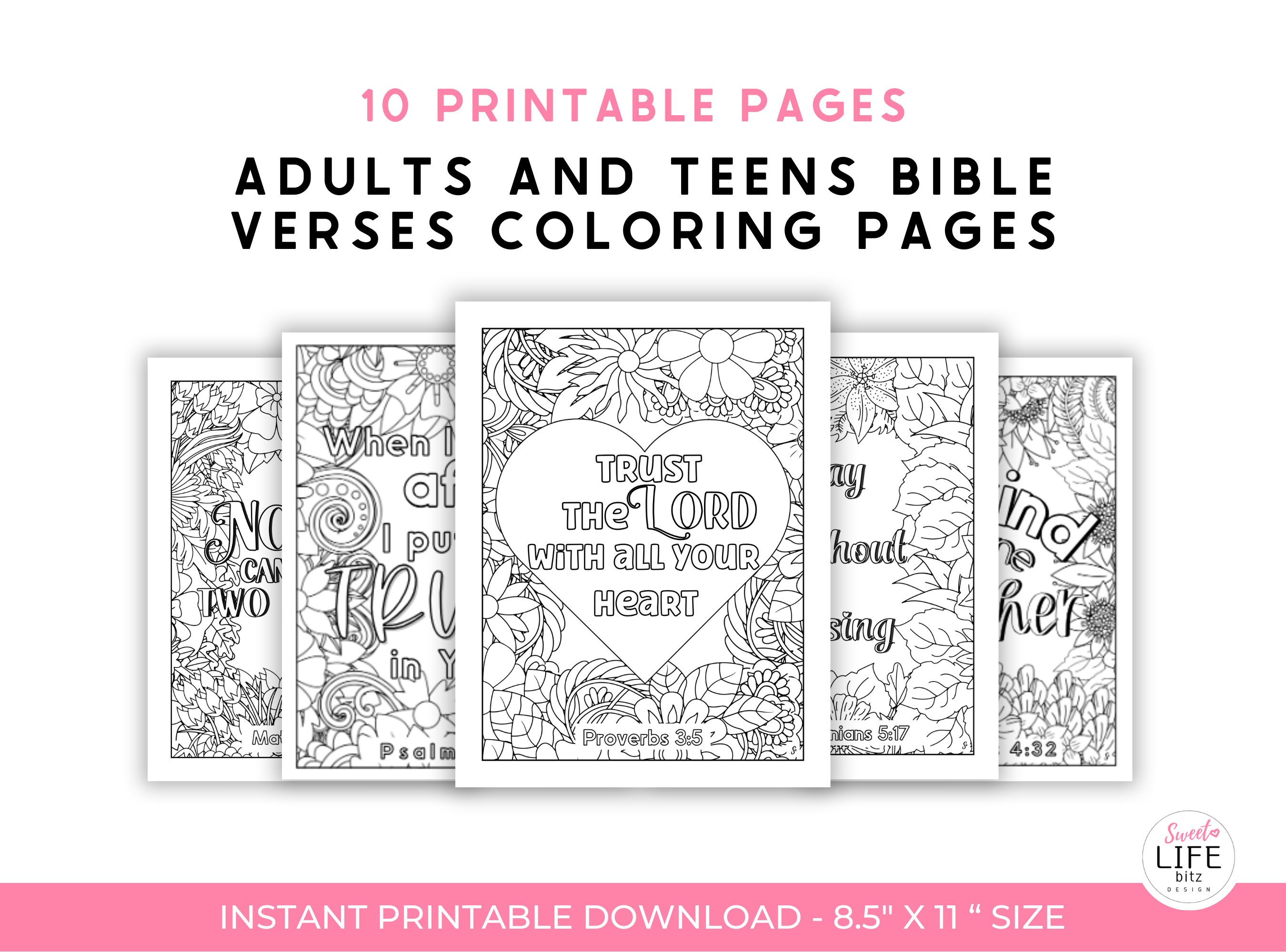 Adults and Teens Bible Verses Coloring Pages Printable Relaxation ...
