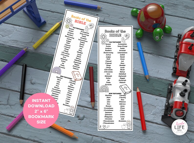Books of the Bible Bookmarks, Coloring Bookmark, Sunday School ...