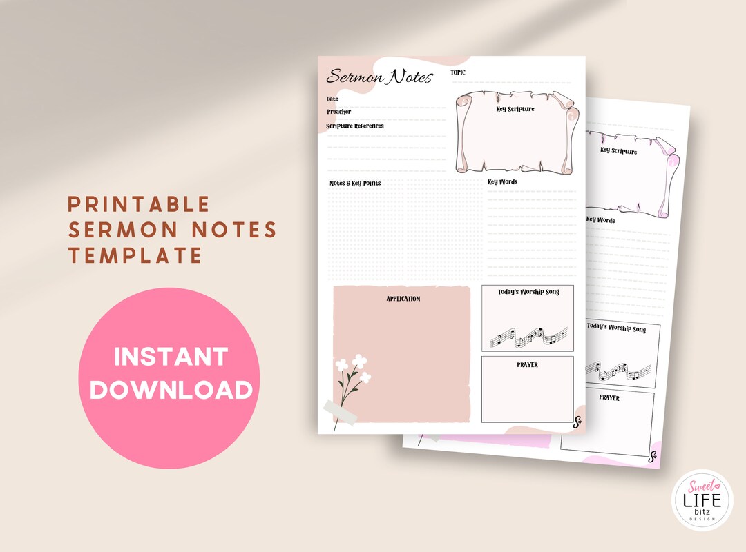 Sermon Notes Printable: Church Service Journal (digital Download) - Etsy