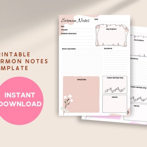Sermon Notes Printable: Church Service Journal (digital Download) - Etsy
