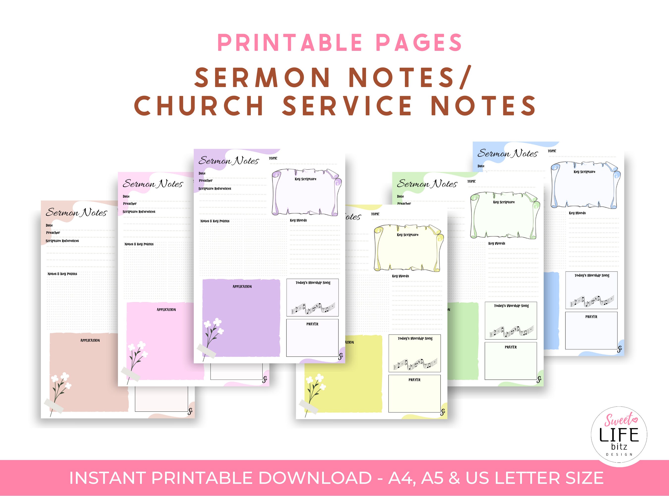Sermon Notes Printable: Church Service Journal (digital Download) - Etsy