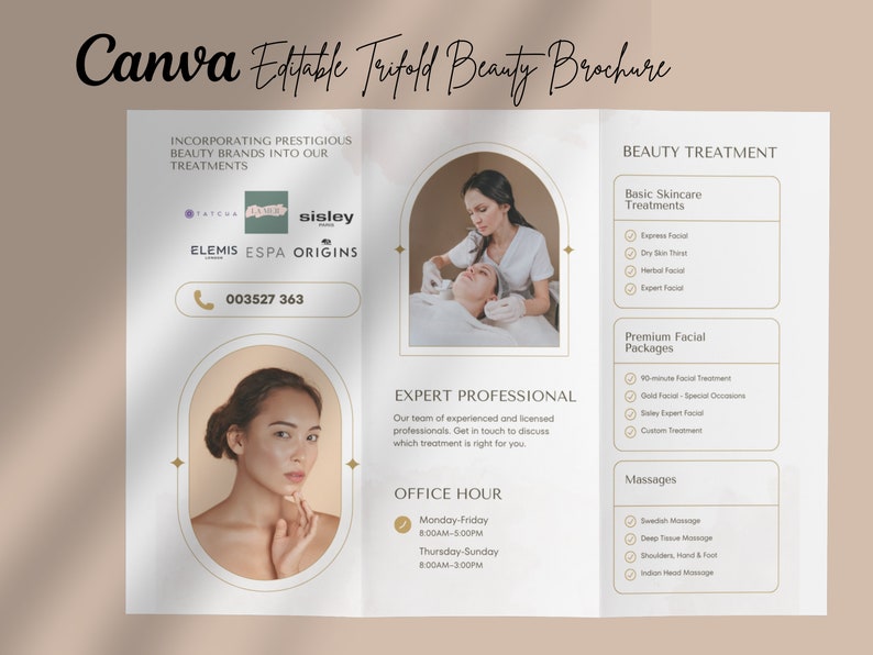 Trifold Brochure Template Minimalist Esthetician Template Brochure ...