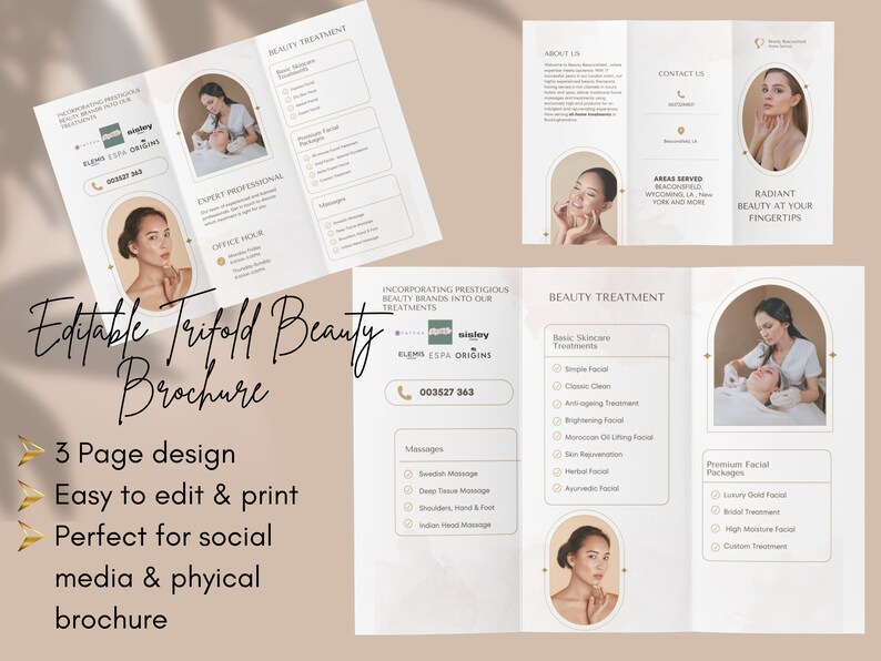 Trifold Brochure Template Minimalist Esthetician Template Brochure ...