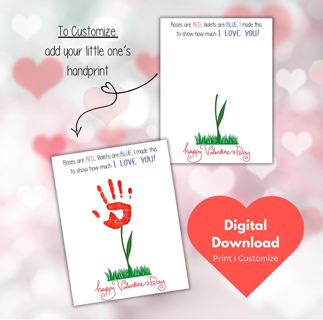 Valentine’s Day Flower Template With Poem| Add Child’s Handprint for a ...