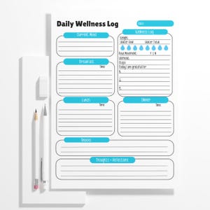 Daily Wellness Log - Digital Download | Track Food, Exercise, Sleep ...