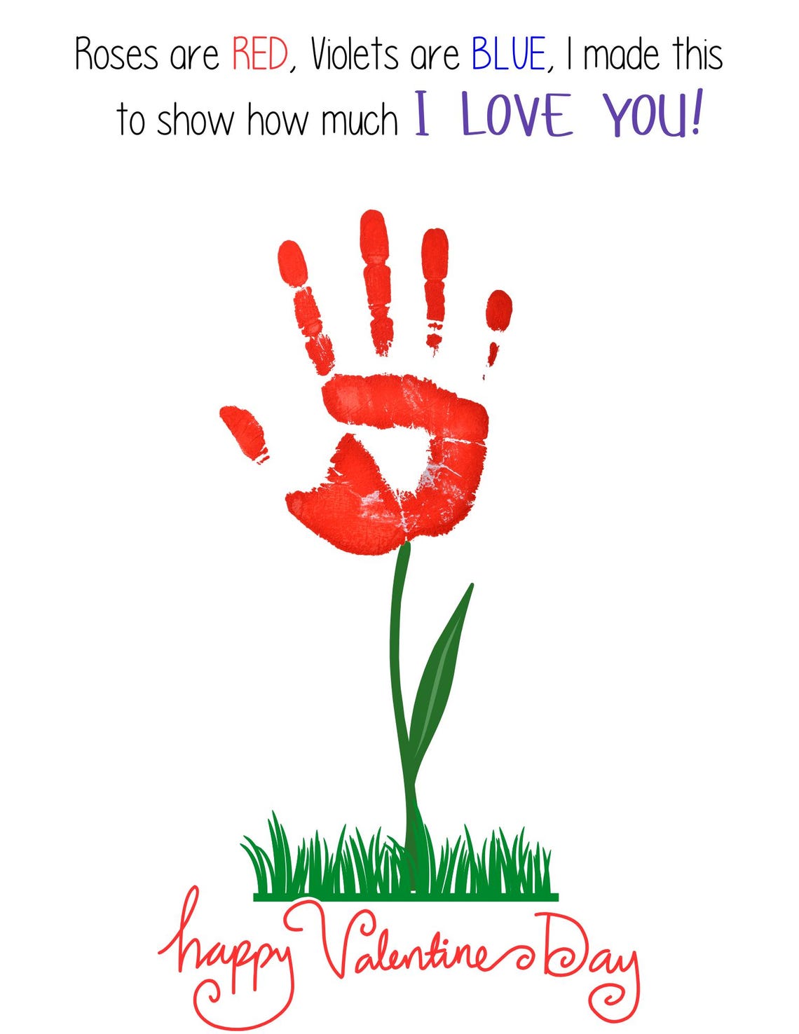 Valentine’s Day Flower Template With Poem| Add Child’s Handprint for a ...