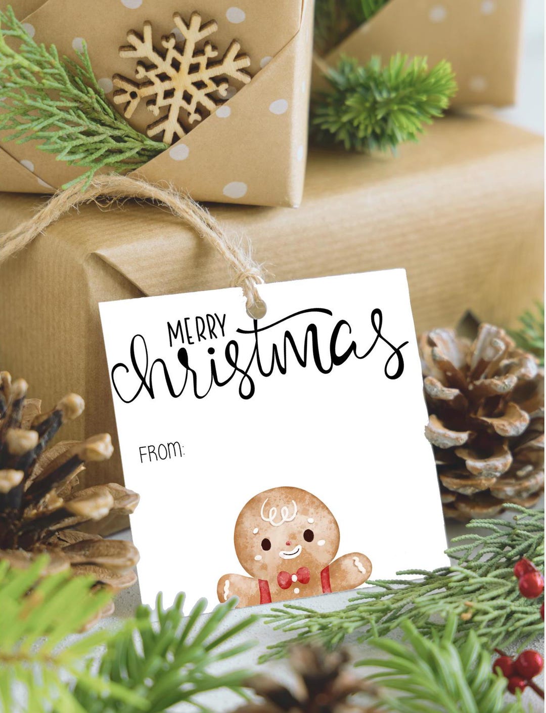 Gingerbread Man Holiday/christmas Gift Tag - Etsy