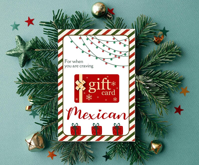 Christmas Restaurant Gift Card Templates: 4 Cuisine Designs (digital ...