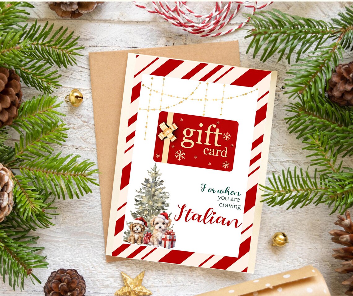 Christmas Restaurant Gift Card Templates: 4 Cuisine Designs (digital ...