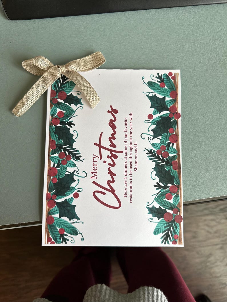 Christmas Restaurant Gift Card Templates: 4 Cuisine Designs (digital ...