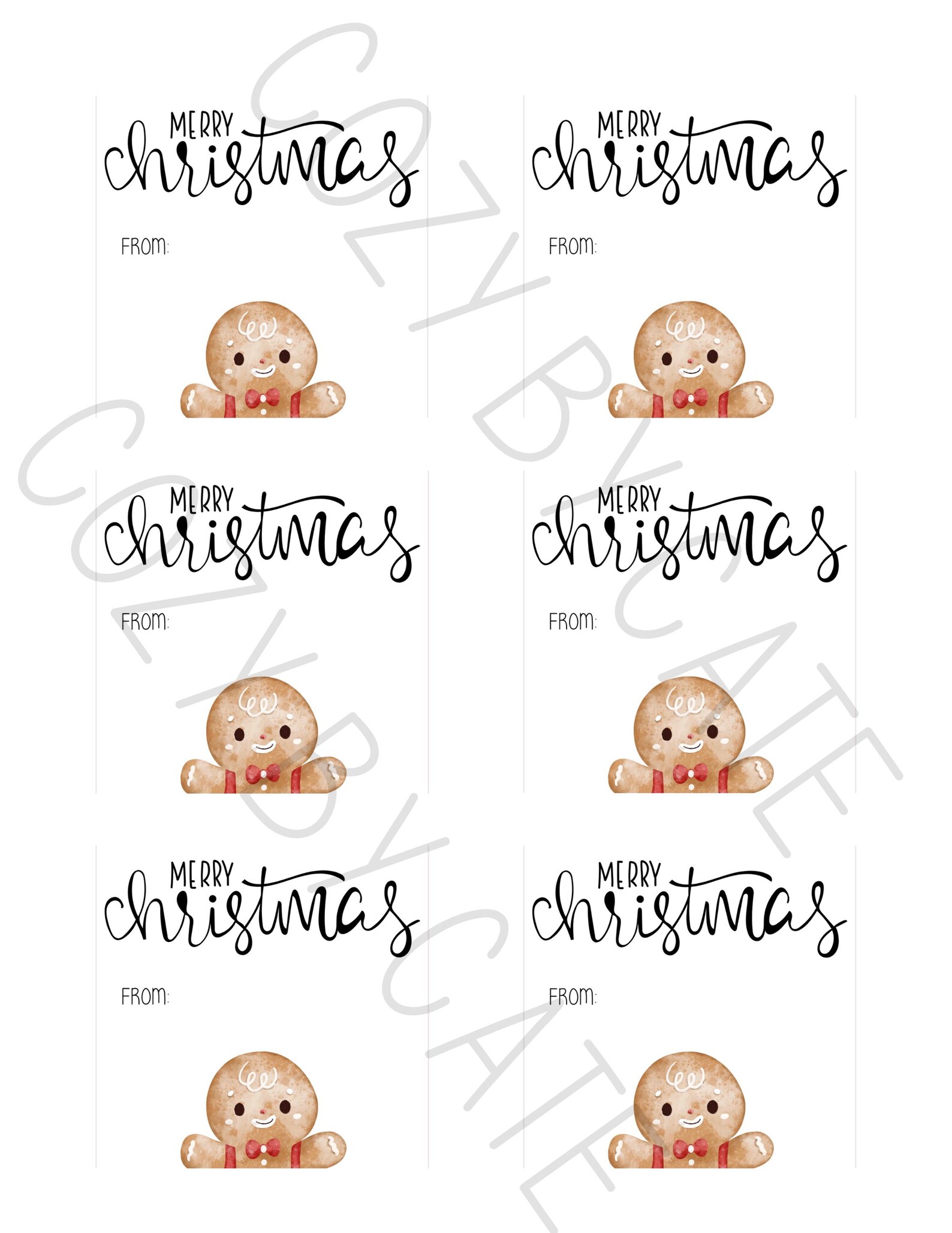 Gingerbread Man Holiday/christmas Gift Tag - Etsy