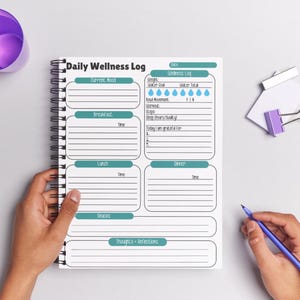 Daily Wellness Log - Digital Download | Track Food, Exercise, Sleep ...
