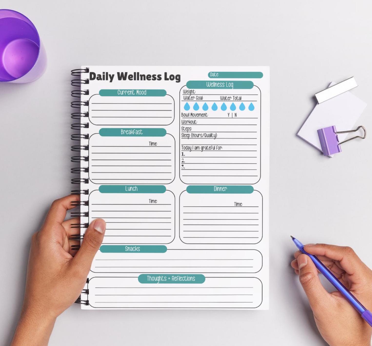 Daily Wellness Log - Digital Download | Track Food, Exercise, Sleep ...