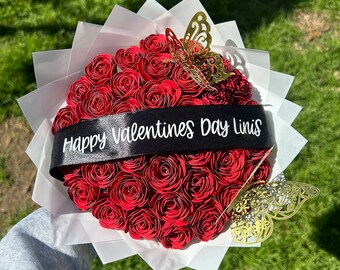 Glitter Ramo Buchon Mothers Day, Eternal Rose Bouquet, Handmade Fake Flowers Bouquet, Ever ...