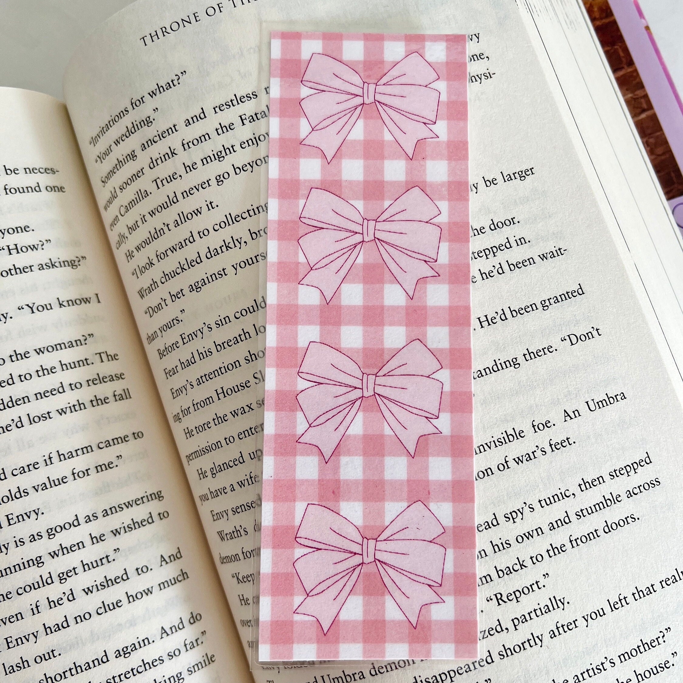 Girly Bow Bookmark Laminated 2x6 Inch Girly Bookmark Reader Gift - Etsy