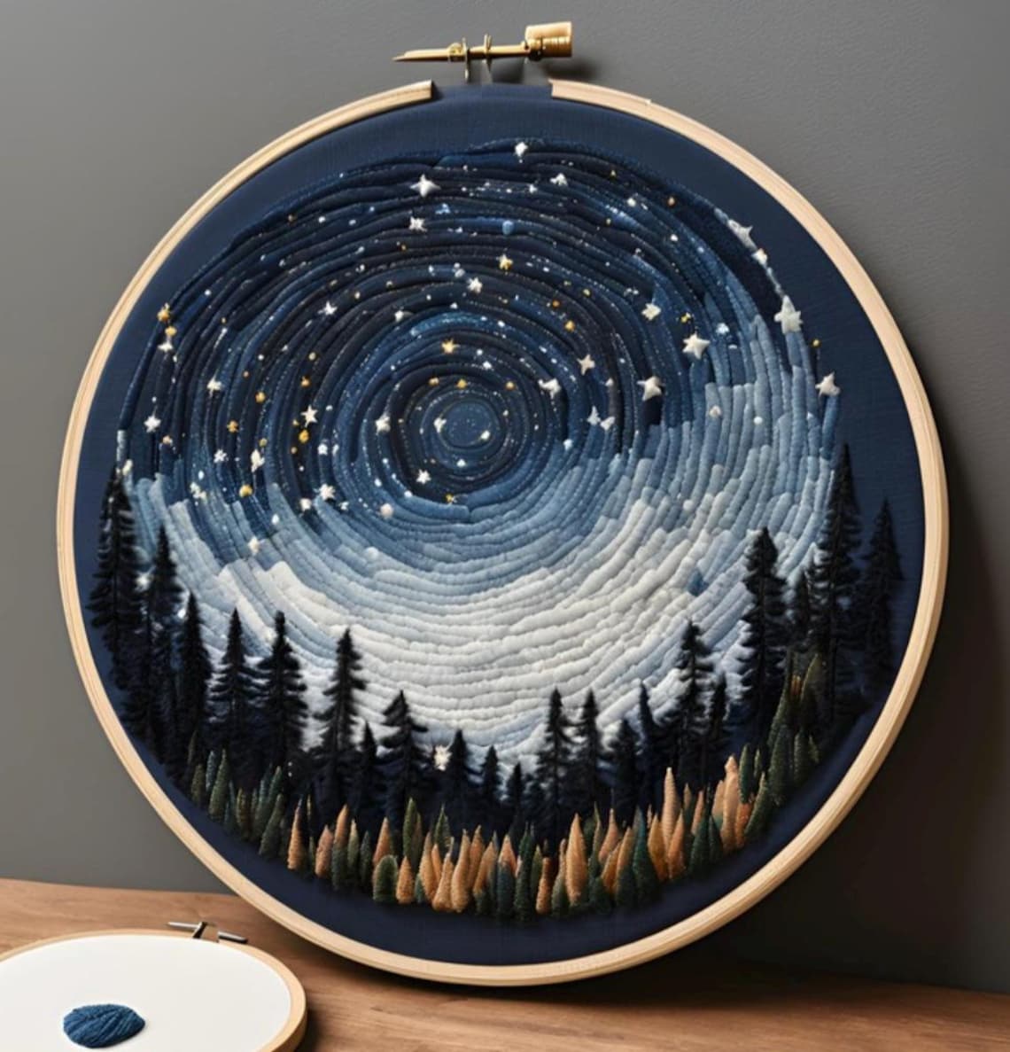 Starry Night Embroidery Pattern Forest at Night | Downloadable File ...
