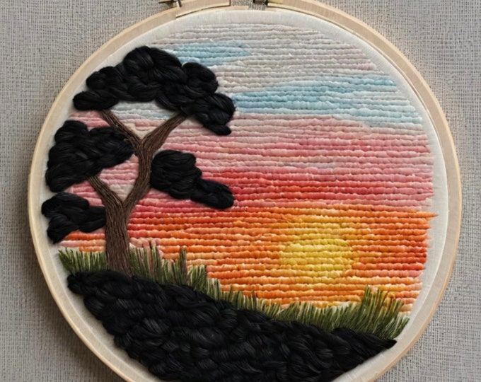 Sunset Tree View Embroidery Pattern | Downloadable File | Hand ...