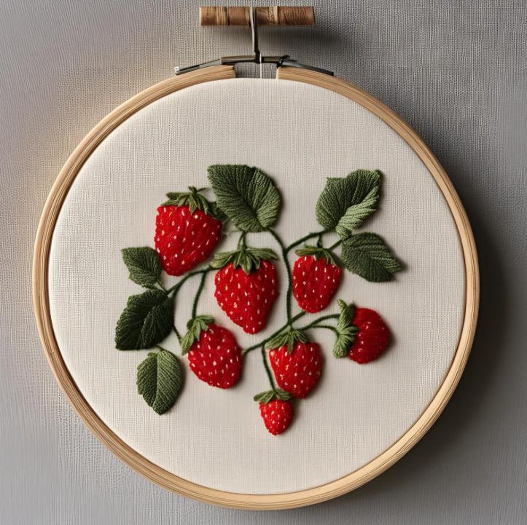 Strawberries Embroidery Pattern | Downloadable File | Hand Embroidered ...
