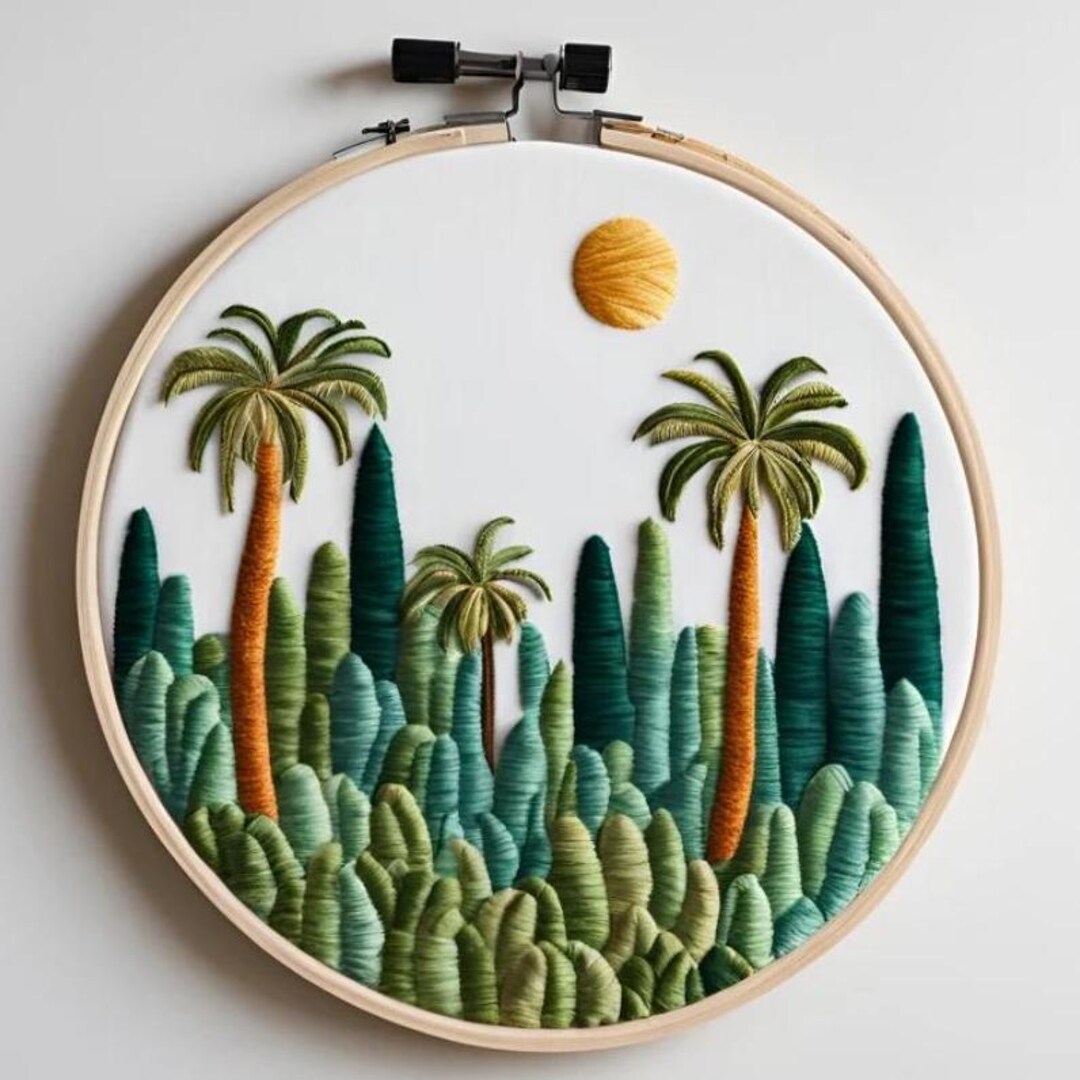Tropical Palm Tree Embroidery Pattern: Forest Sun (digital Download) - Etsy