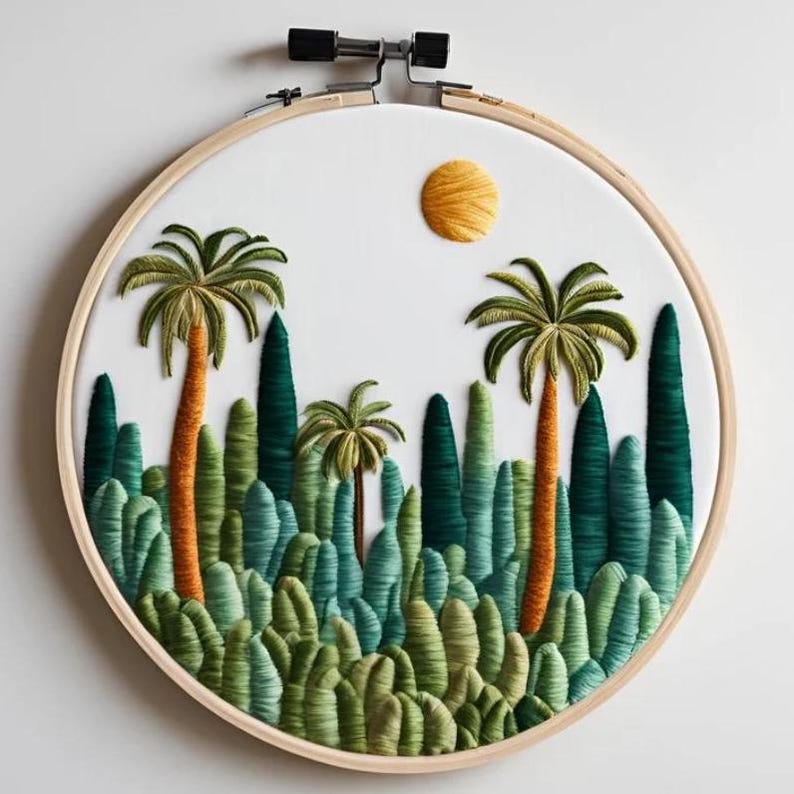 Tropical Palm Tree Embroidery Pattern: Forest Sun (digital Download) - Etsy