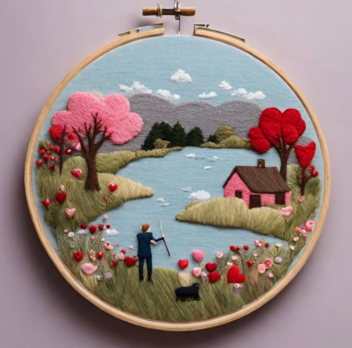 Lake With Hearts Embroidery Pattern | PDF Downloadable File | Hand ...