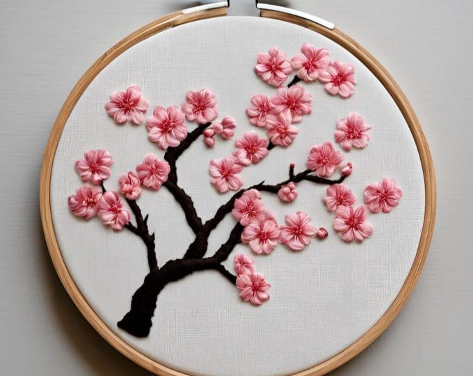 Cherry Blossom Embroidery Pattern | Downloadable File | Hand ...