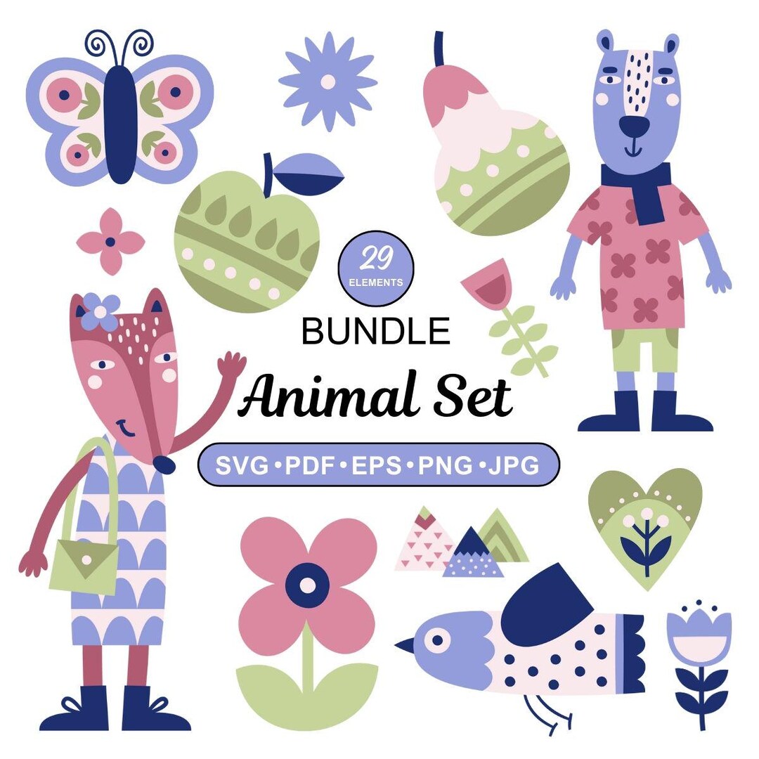 Hand-drawn Animals & Nature Clipart for Kids – Wildlife Illustrations ...